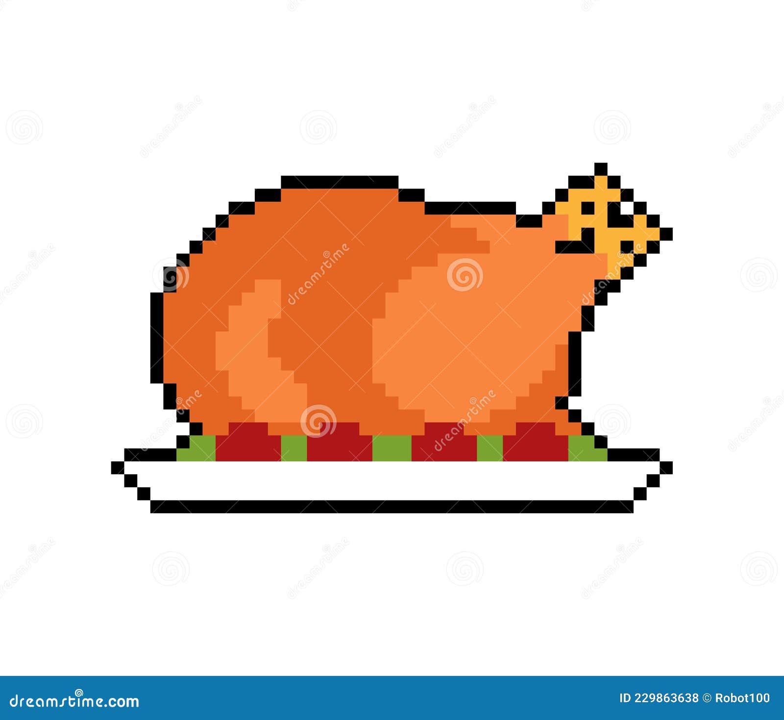 Turkey Pixel Art Retro Arcade Video Game Cartoon Vector Illustration ...