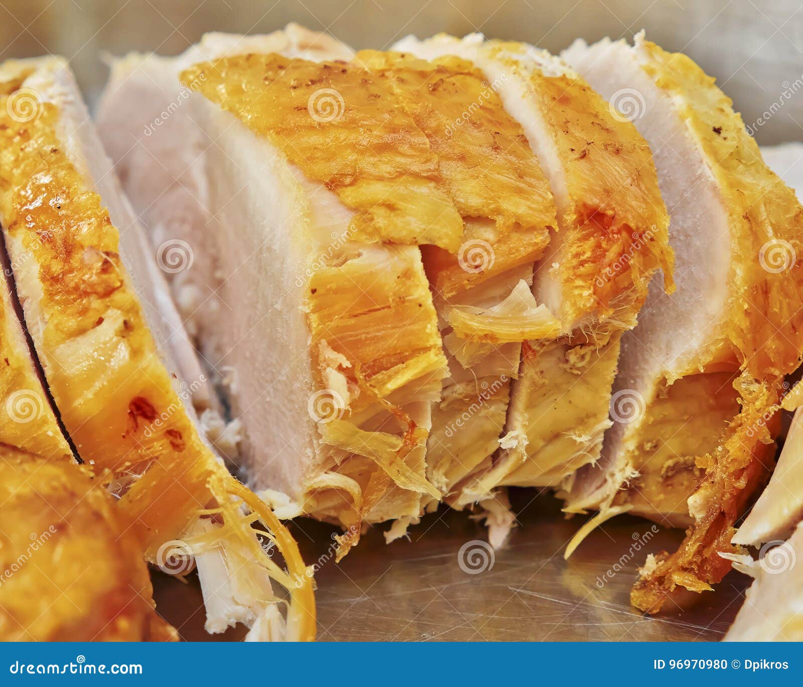 Roasted Turkey Sliced and Served Stock Photo - Image of background ...