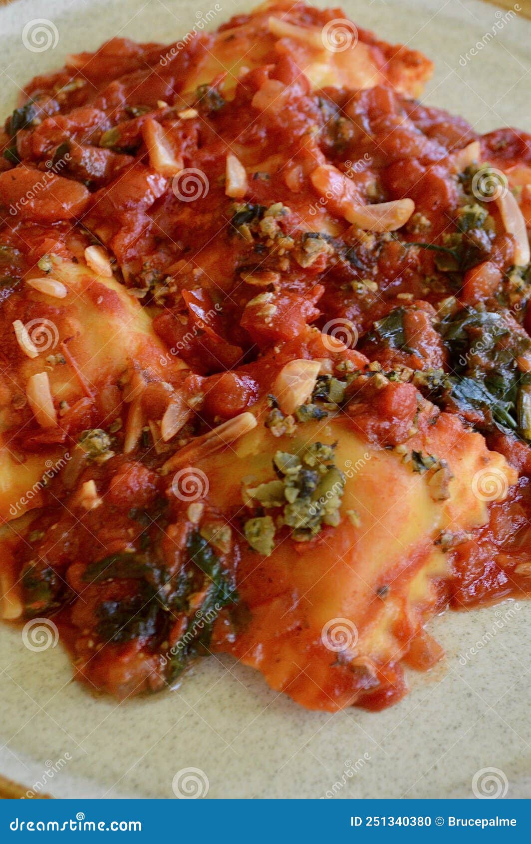 Roasted Vegetable Ravioli on a Plate Stock Photo - Image of table ...