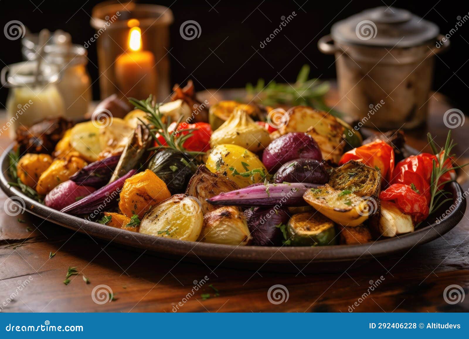 Roasted Vegetables on a Platter Ready To Serve Stock Photo - Image of ...
