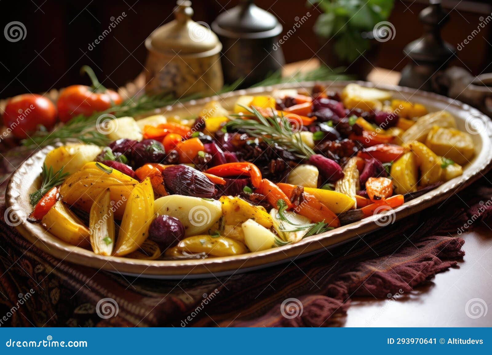 Roasted Vegetables on a Platter Ready To Serve Stock Image - Image of ...
