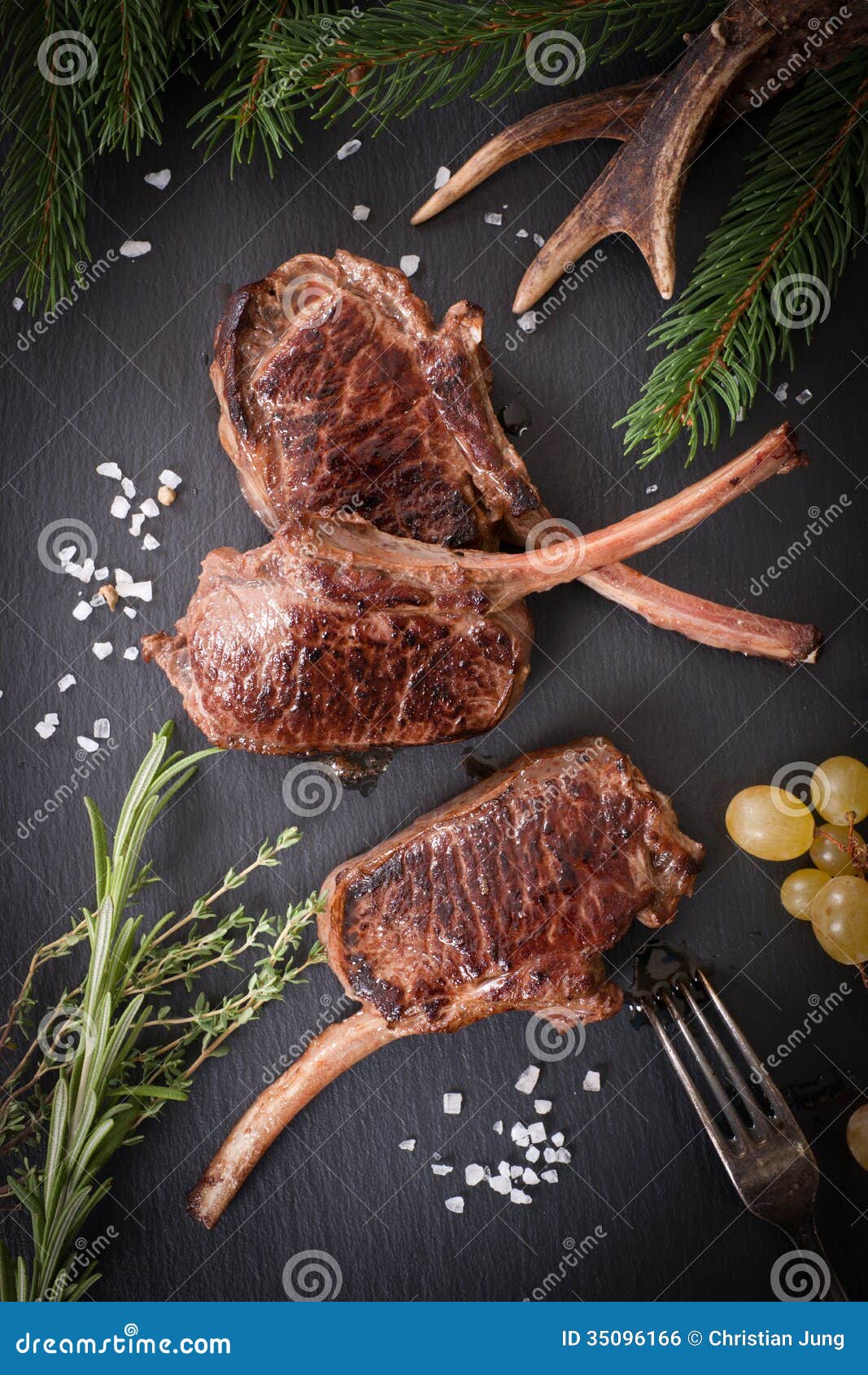 Roasted venison rack stock photo. Image of venison, slate - 35096166