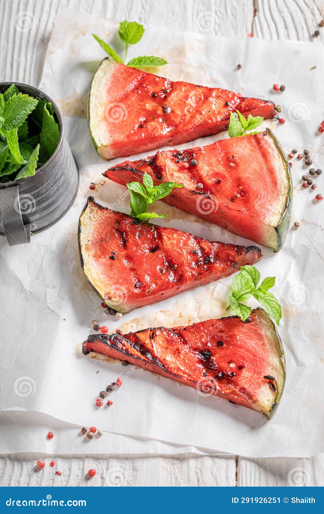 Roasted Watermelon on Grill Grate with Fire Stock Image - Image of ...