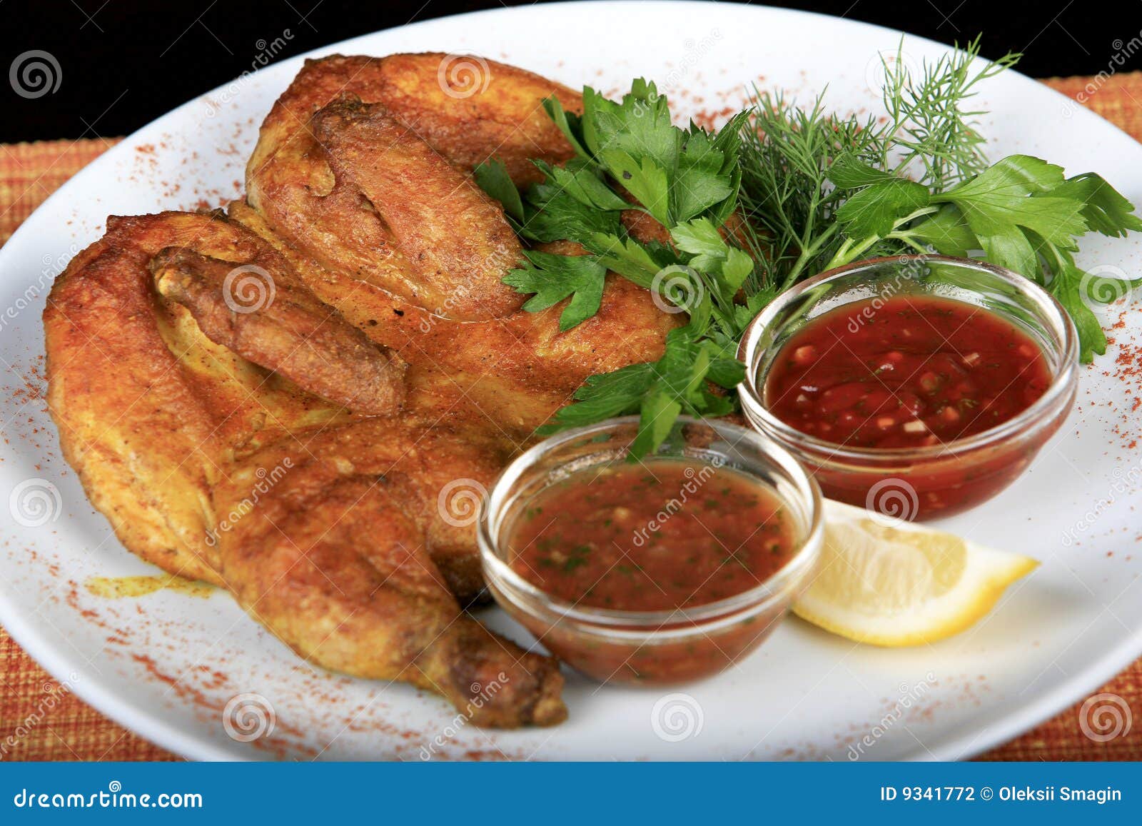 Roasted Whole Chicken on a Plate Stock Photo - Image of poultry ...