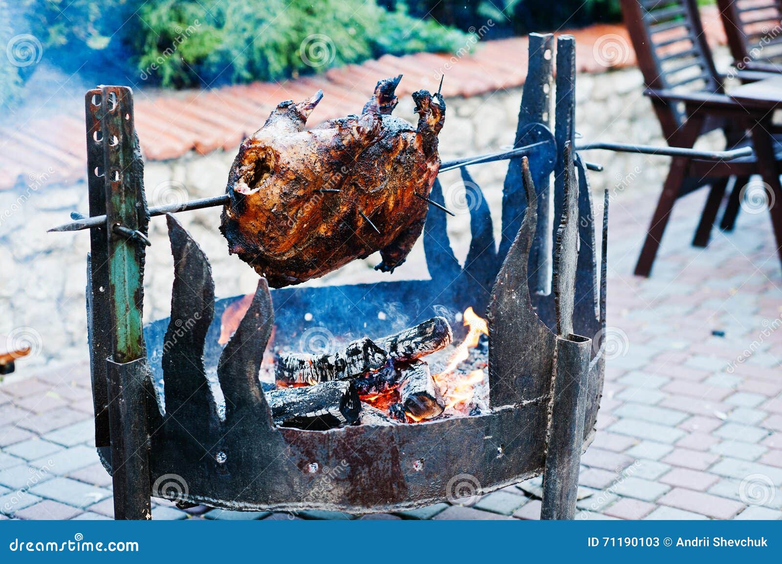 Roasting Barbecue is Prepared of a Ram, Lamb or Sheep Stock Image ...