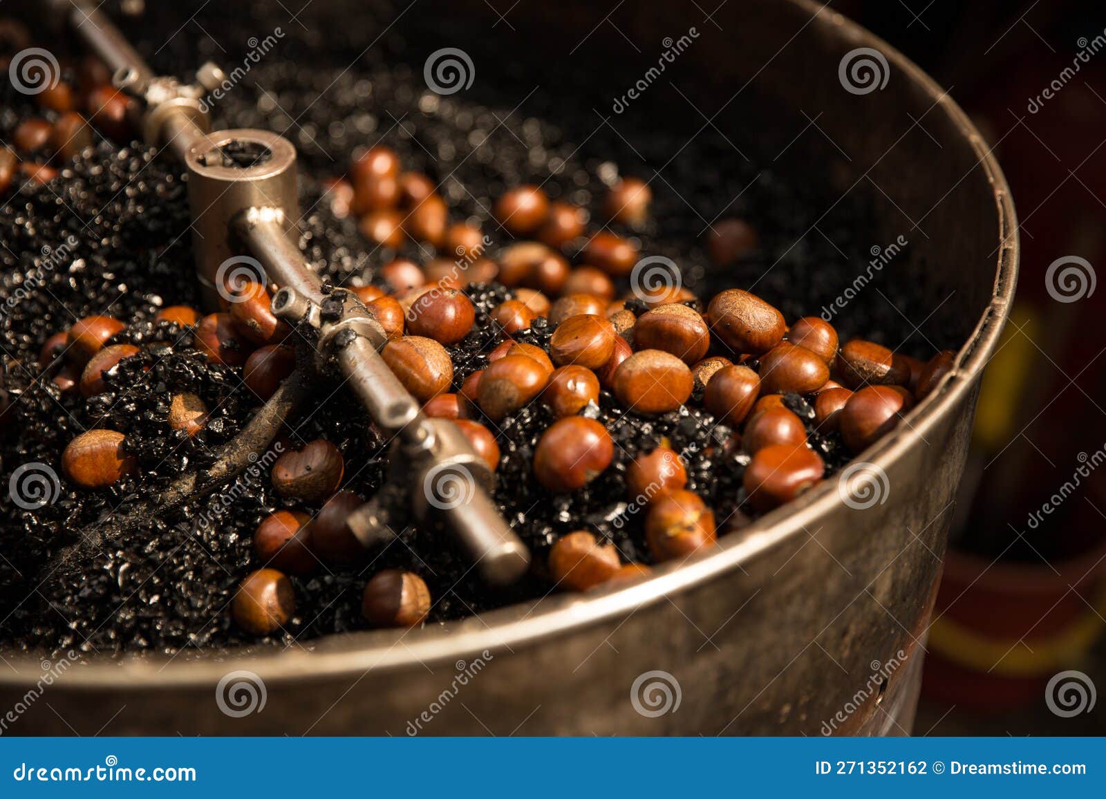 Roasting Chestnuts on Hot Coal Stock Photo - Image of food, vendor ...