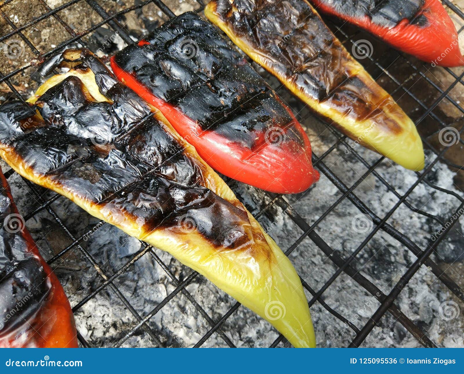 Roasting Peppers on Barbeque Fire Stock Photo - Image of gourmet ...