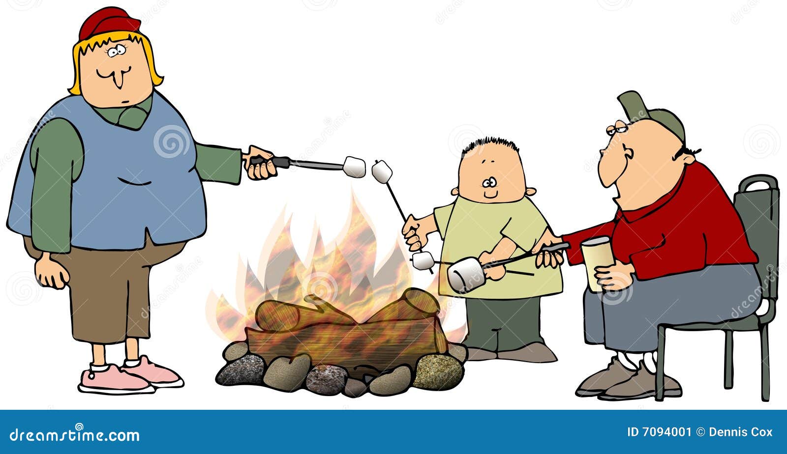Roasting Marshmallows stock illustration. Illustration of woman - 7094001