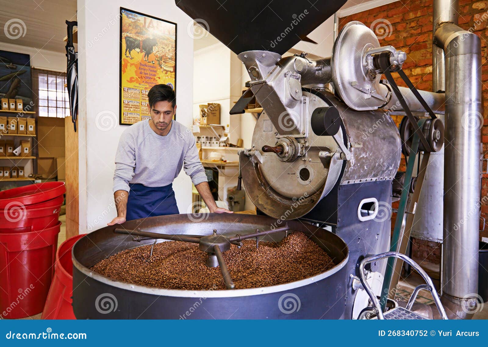 Coffee Production. Roasted Spinning Cooler Professional Machines And ...