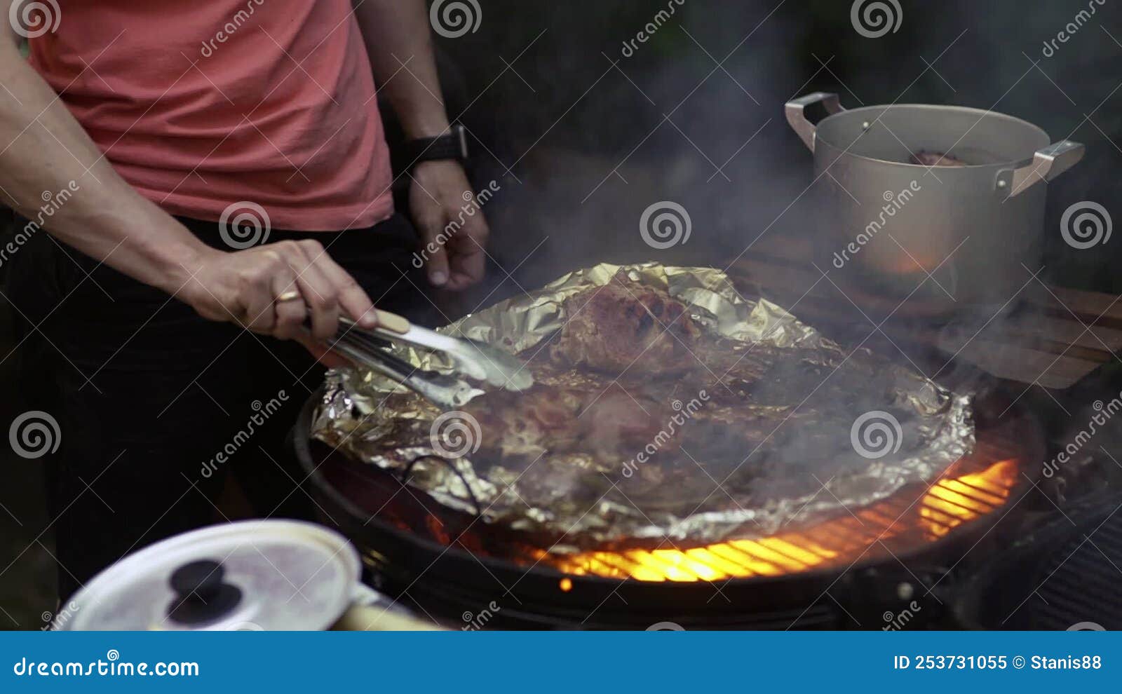 HD. Roasting Meat on an Open Fire. Stock Video - Video of closeup ...