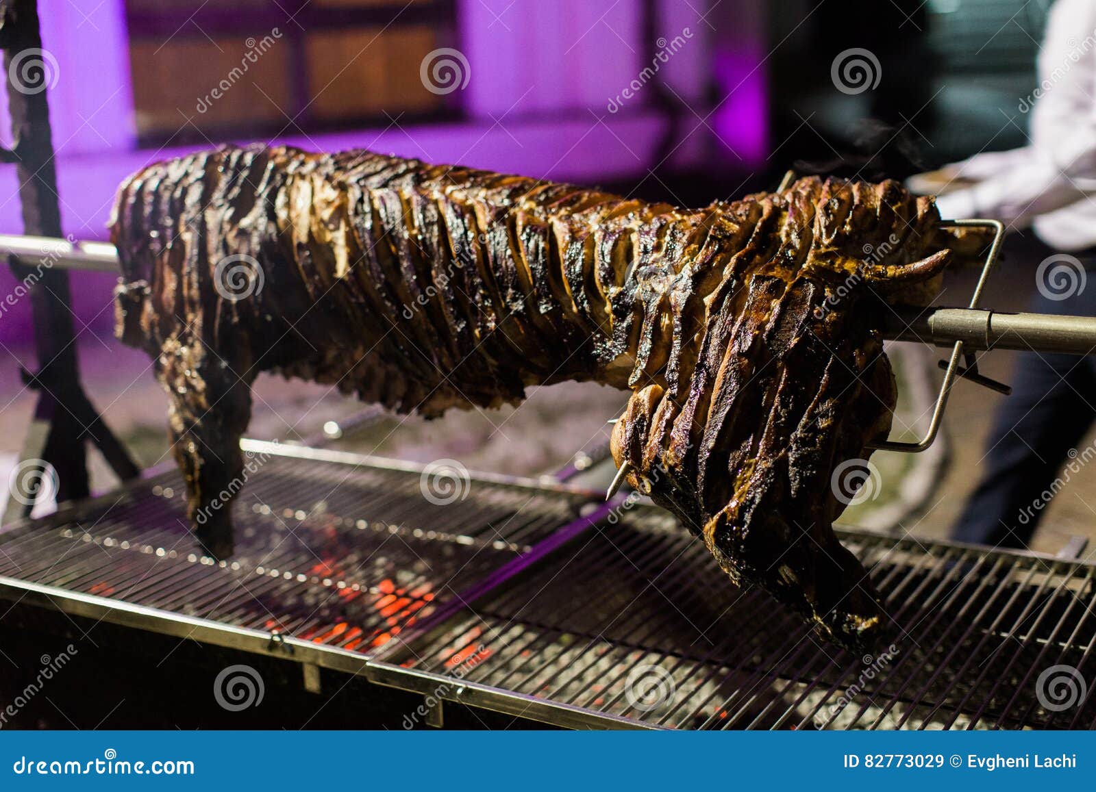 Roasting pig barbeque stock image. Image of food, cooked - 82773029
