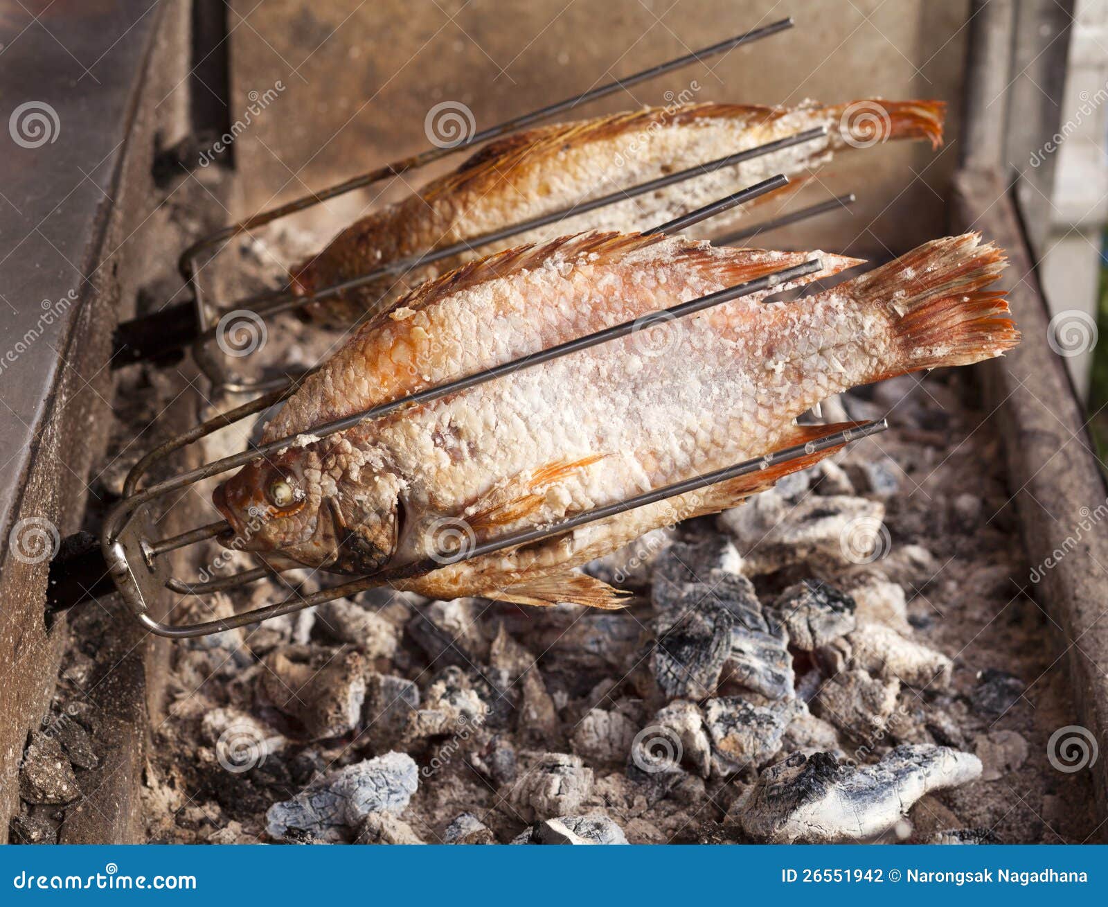 Roasting Tilapia Fish with Salt Stock Photo - Image of healthy ...