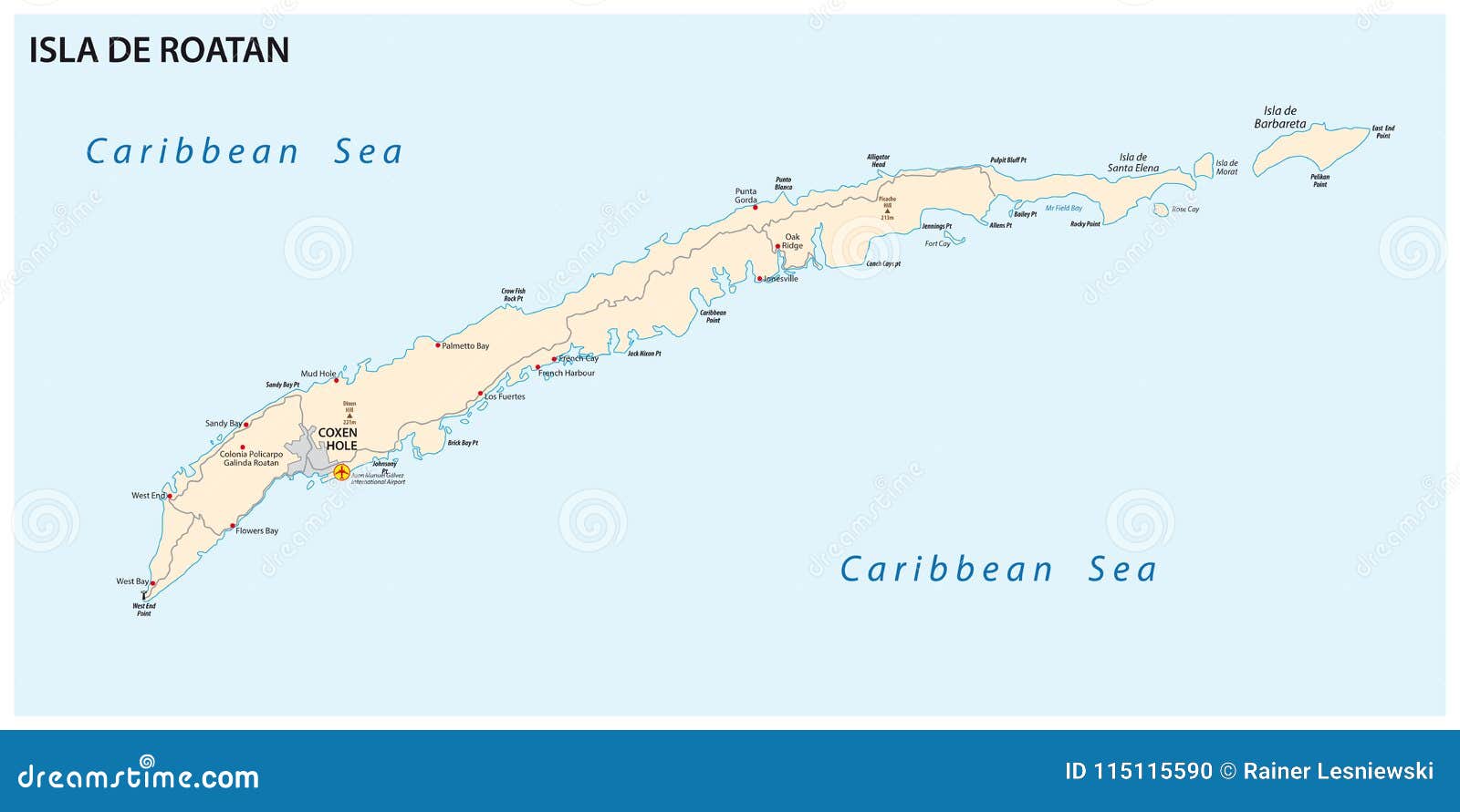Roatan Vector Map. | CartoonDealer.com #98855626