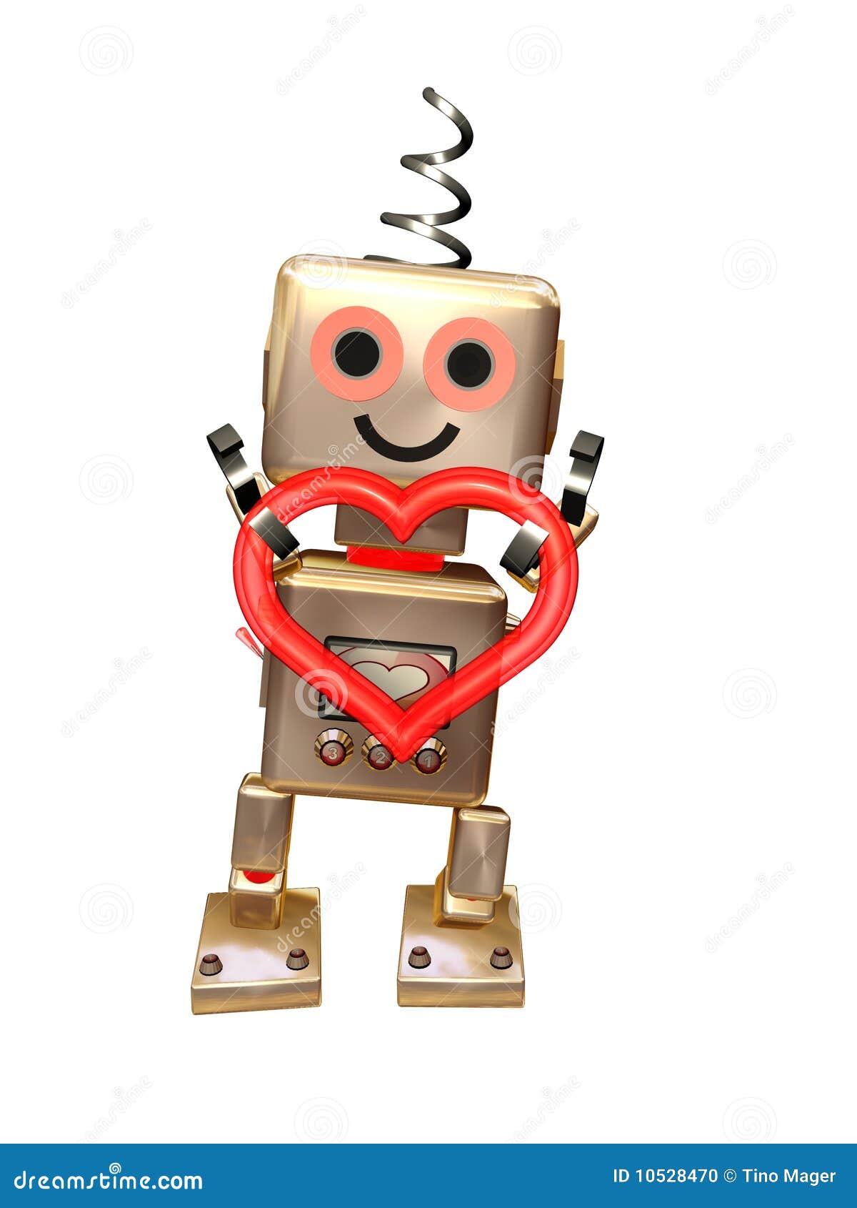 Rob Gold with Heart, the Love Keeper Stock Illustration - Illustration ...