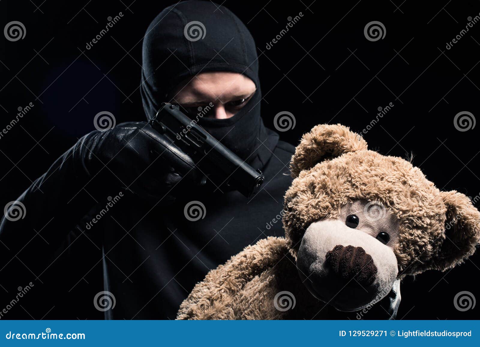 Robber in balaclava aiming stock image. Image of breaking - 129529271