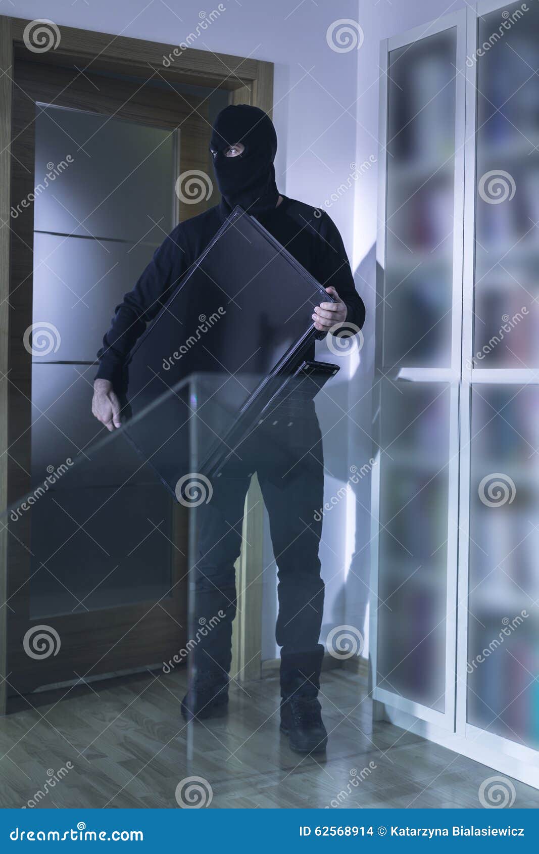 Robber in black mask stock photo. Image of house, breaking - 62568914