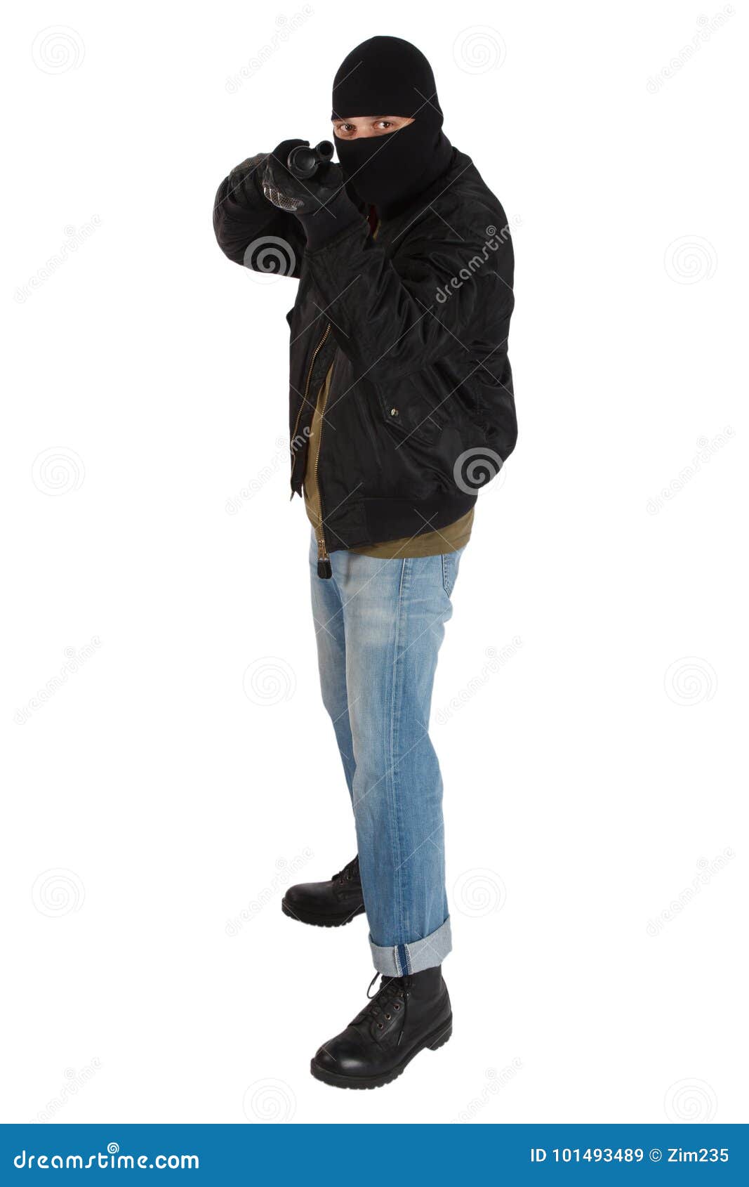 Robber in Black Mask with Shotgun Stock Image - Image of buckshot ...