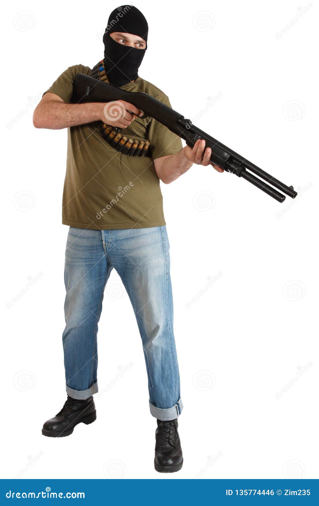 Robber in Black Mask with Shotgun Stock Photo - Image of outlaw ...