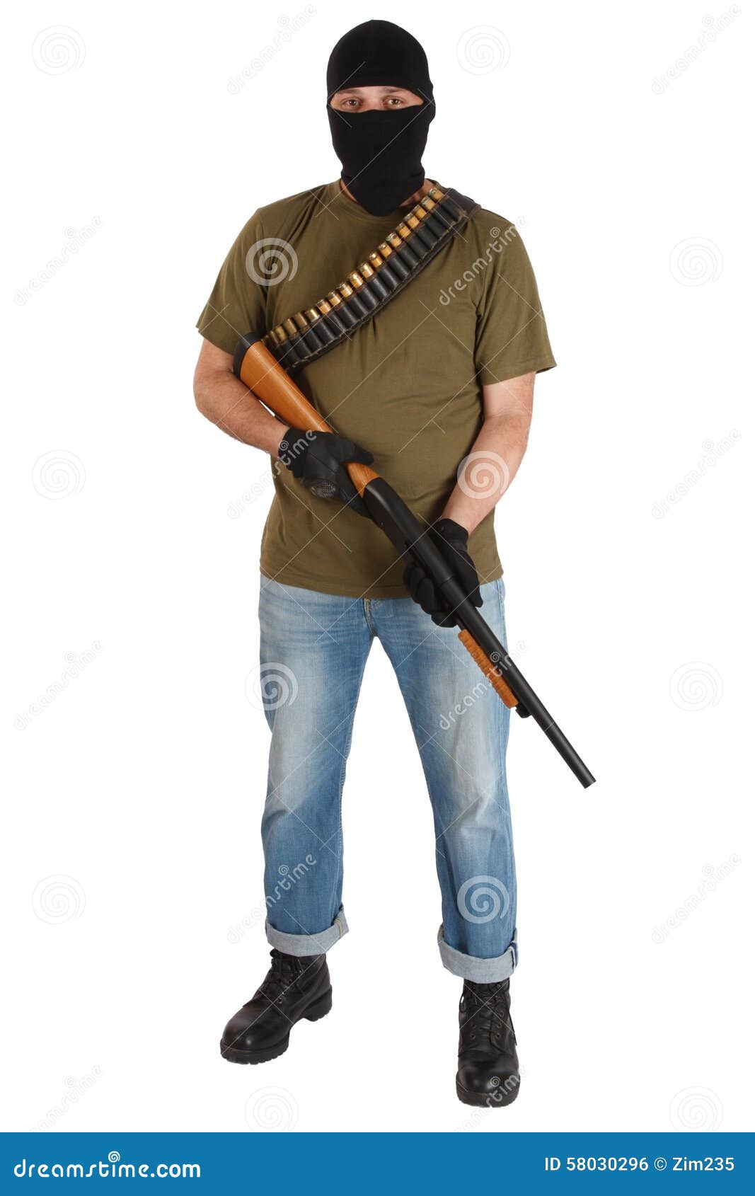 Robber in Black Mask with Shotgun Stock Photo - Image of killer, male ...