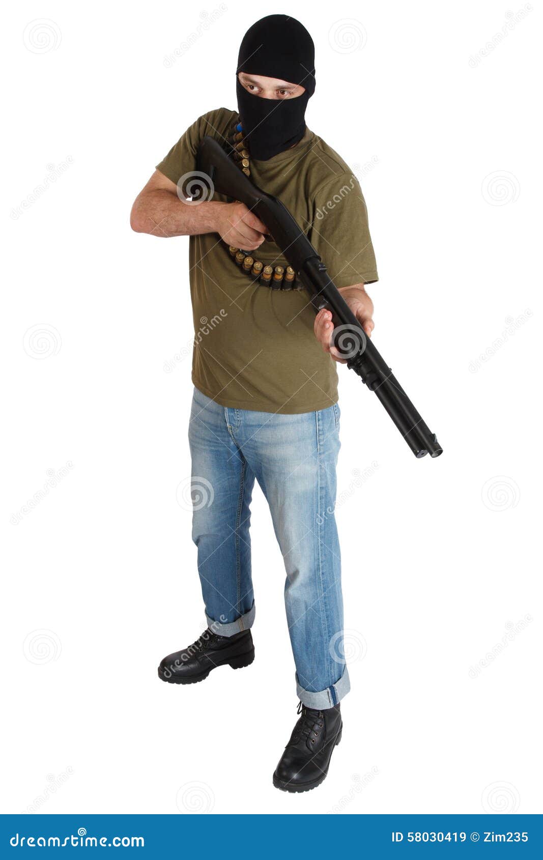 Robber in Black Mask with Shotgun Stock Image - Image of criminal ...