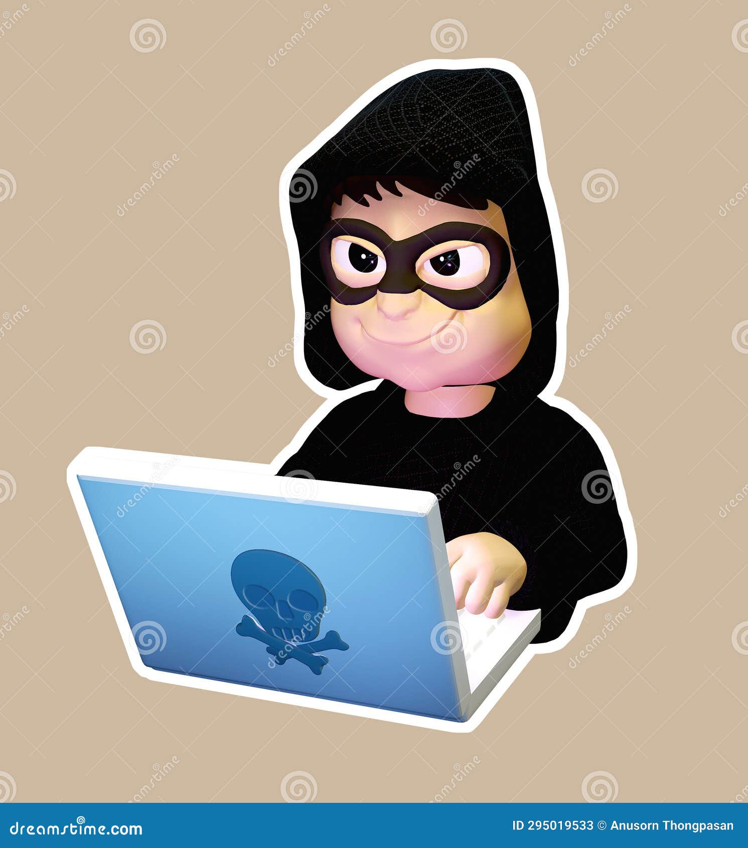Robber Character 3d Rendered Illustration., 3D Cyber Spy Illustration ...