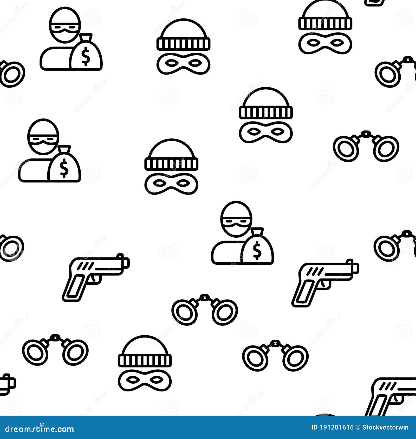 Robber Crime Vector Seamless Pattern Stock Vector - Illustration of ...