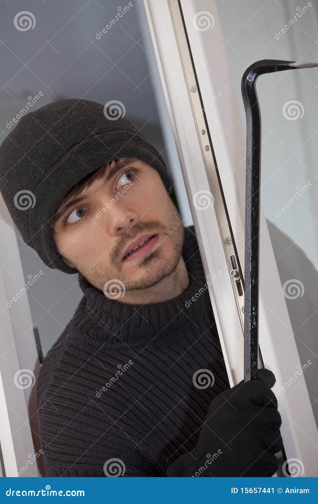 Robber with crowbar stock image. Image of perpetrator - 15657441