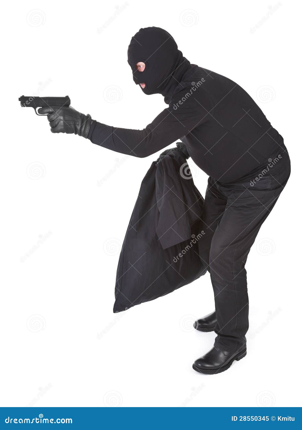 Robber with gun stock image. Image of kidnapper, front - 28550345