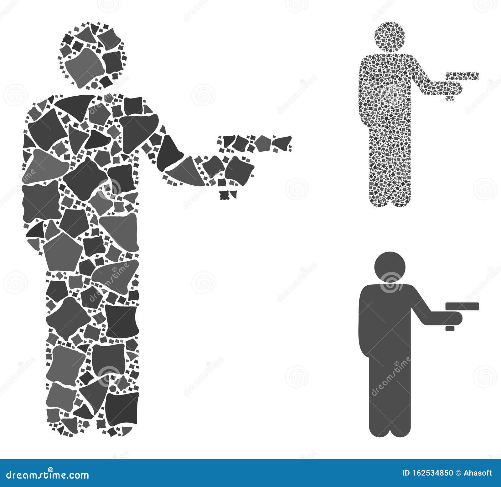 Robber with Gun Mosaic Icon of Irregular Elements Stock Vector ...