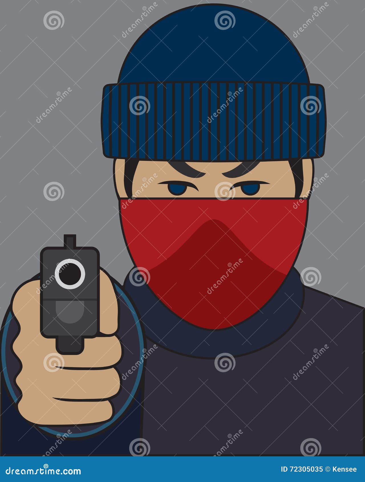 Robber with Gun stock vector. Illustration of scoundrel - 72305035