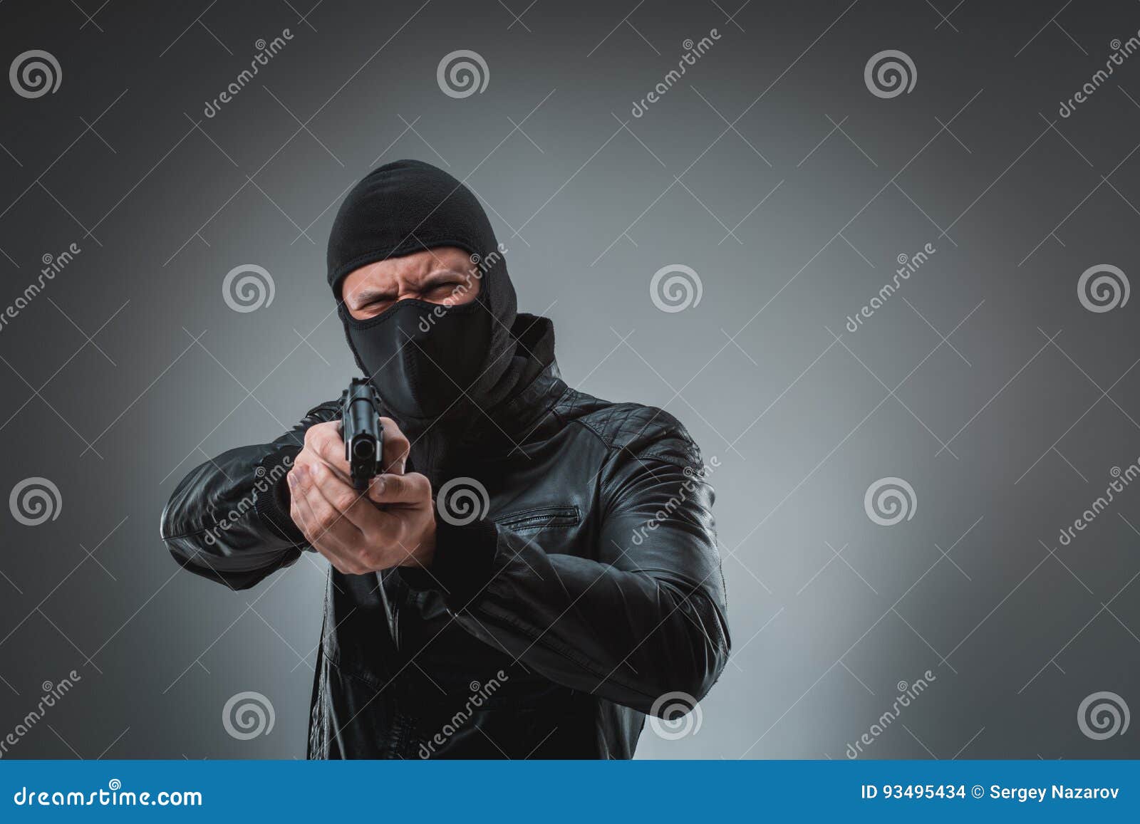 Robber with a Gun, Studio Shot Stock Photo - Image of evil, fear: 93495434