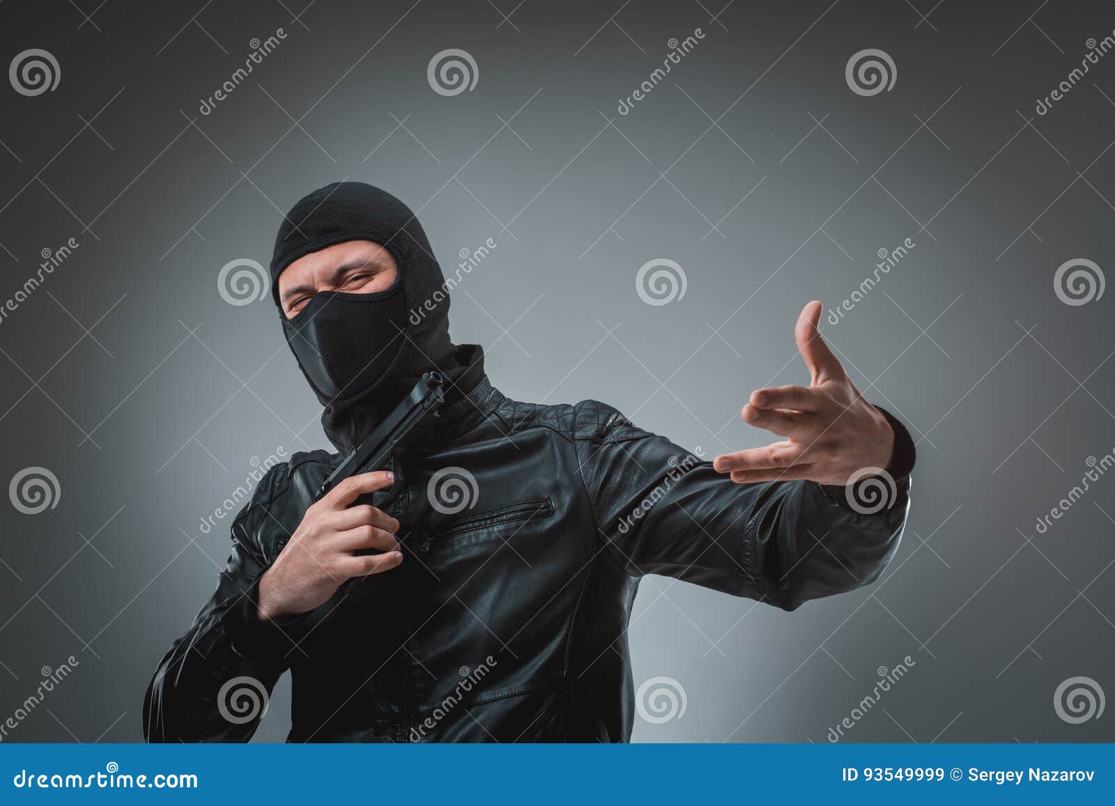 Robber with a Gun, Studio Shot Stock Image - Image of bandit, danger ...