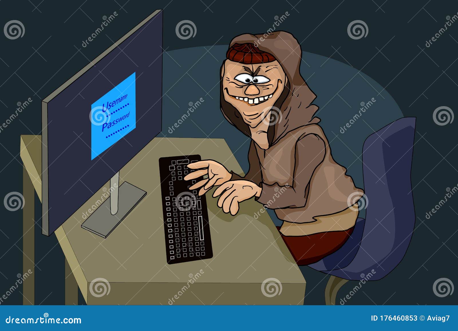 Robber Hacker with Computer. Stock Vector - Illustration of hacker ...