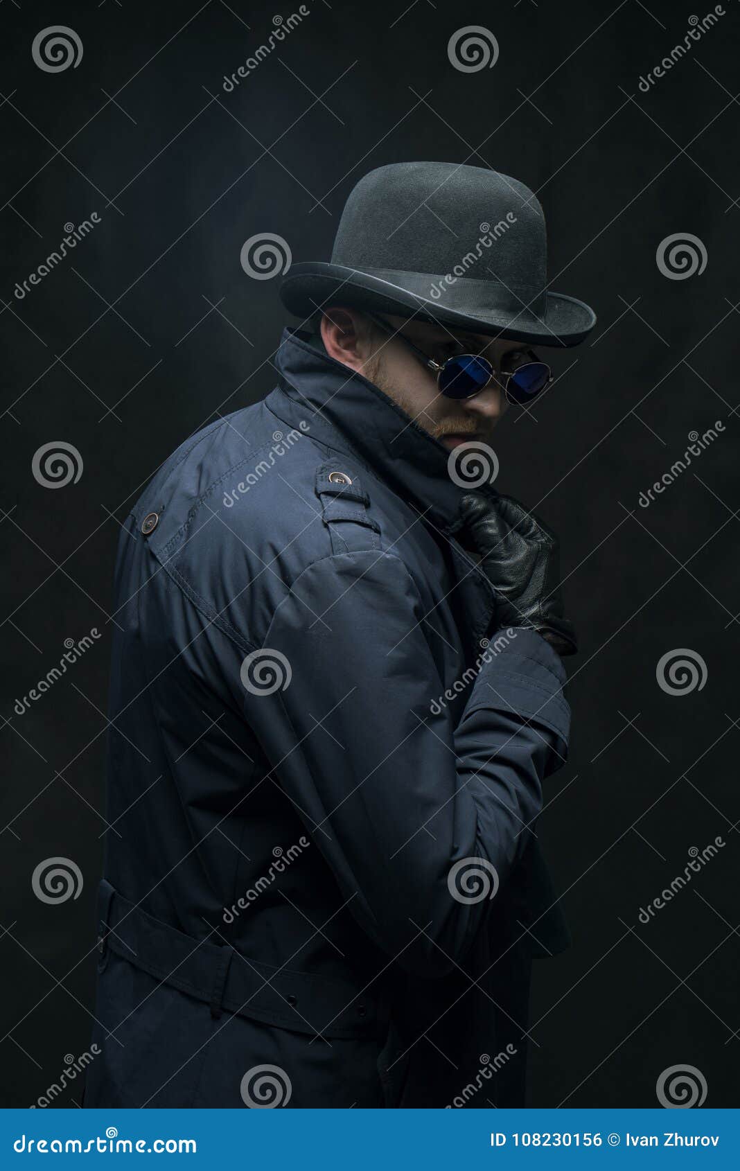 Robber in a Hat, Glasses and Black Gloves Stock Photo - Image of glove ...