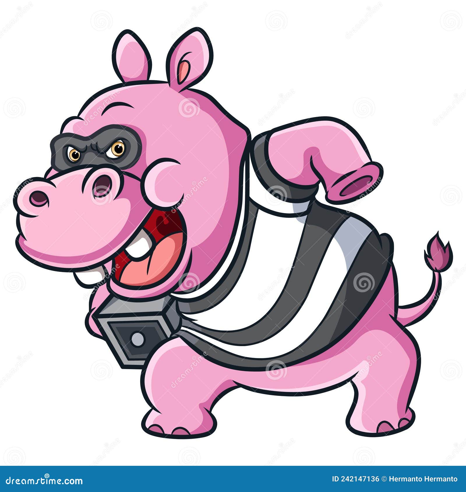 The Robber Hippopotamus is Stealing a Safe Box from Bank Stock Vector ...