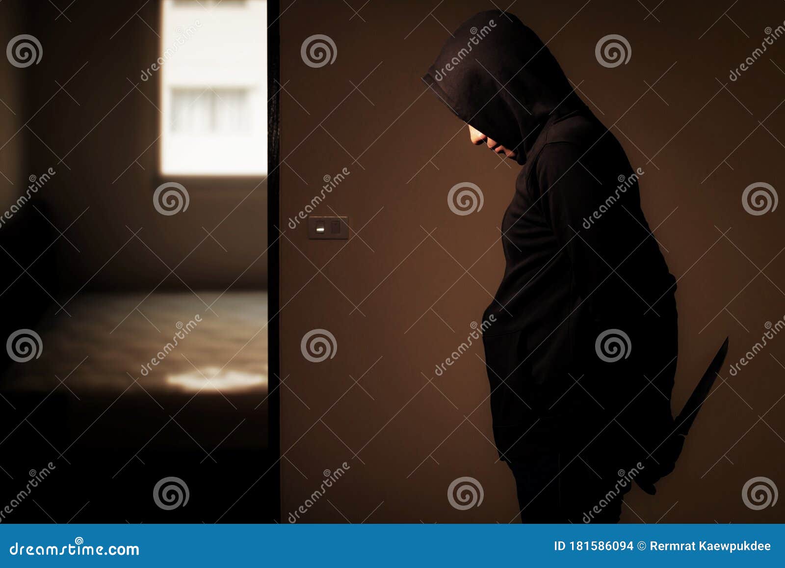 The robber holds knife stock photo. Image of people - 181586094