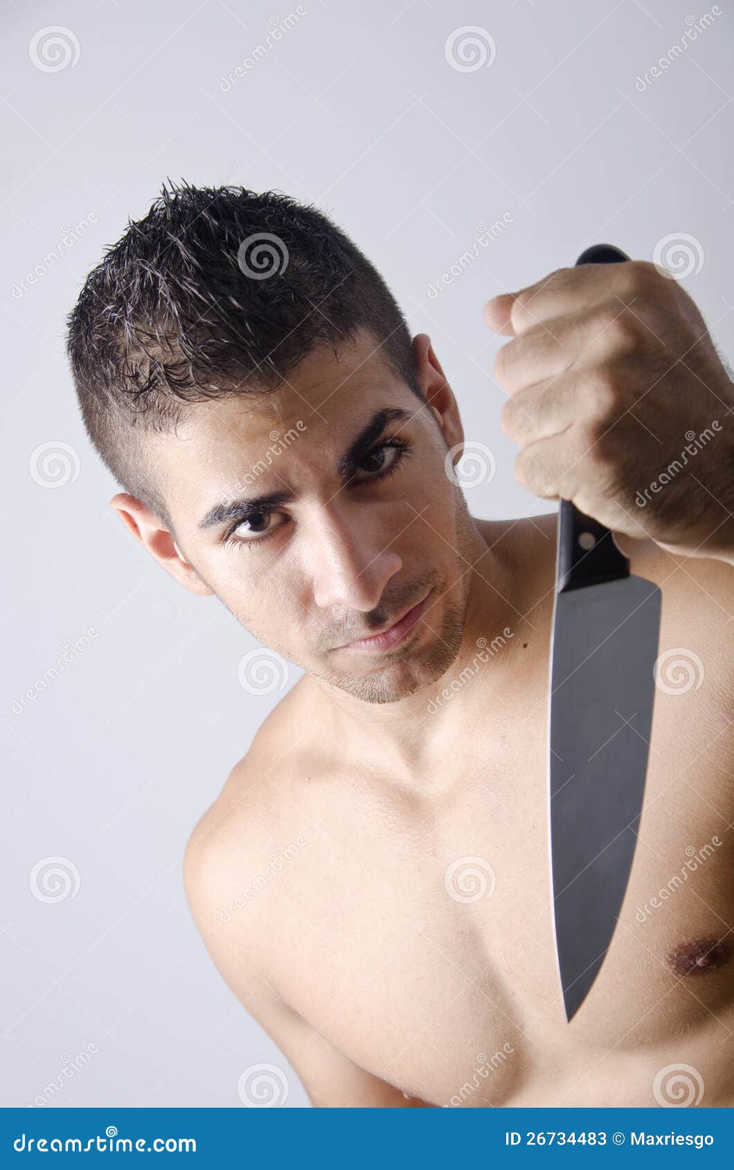 The robber with a knife stock image. Image of kitchen - 26734483