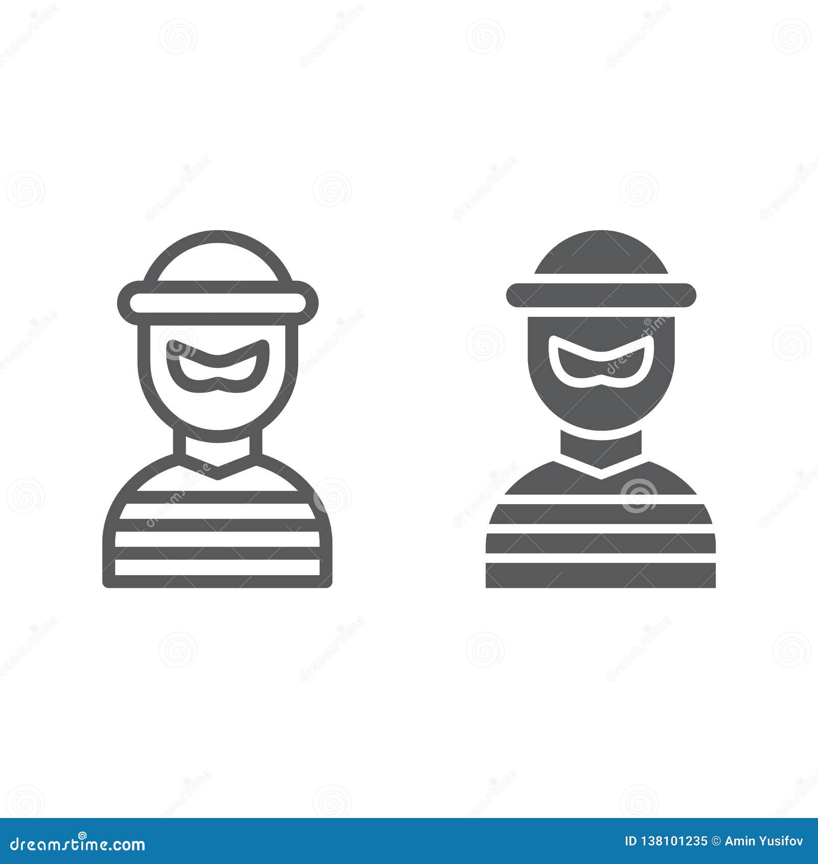 Robber Line and Glyph Icon, Burglar and Criminal, Bandit Sign, Vector ...