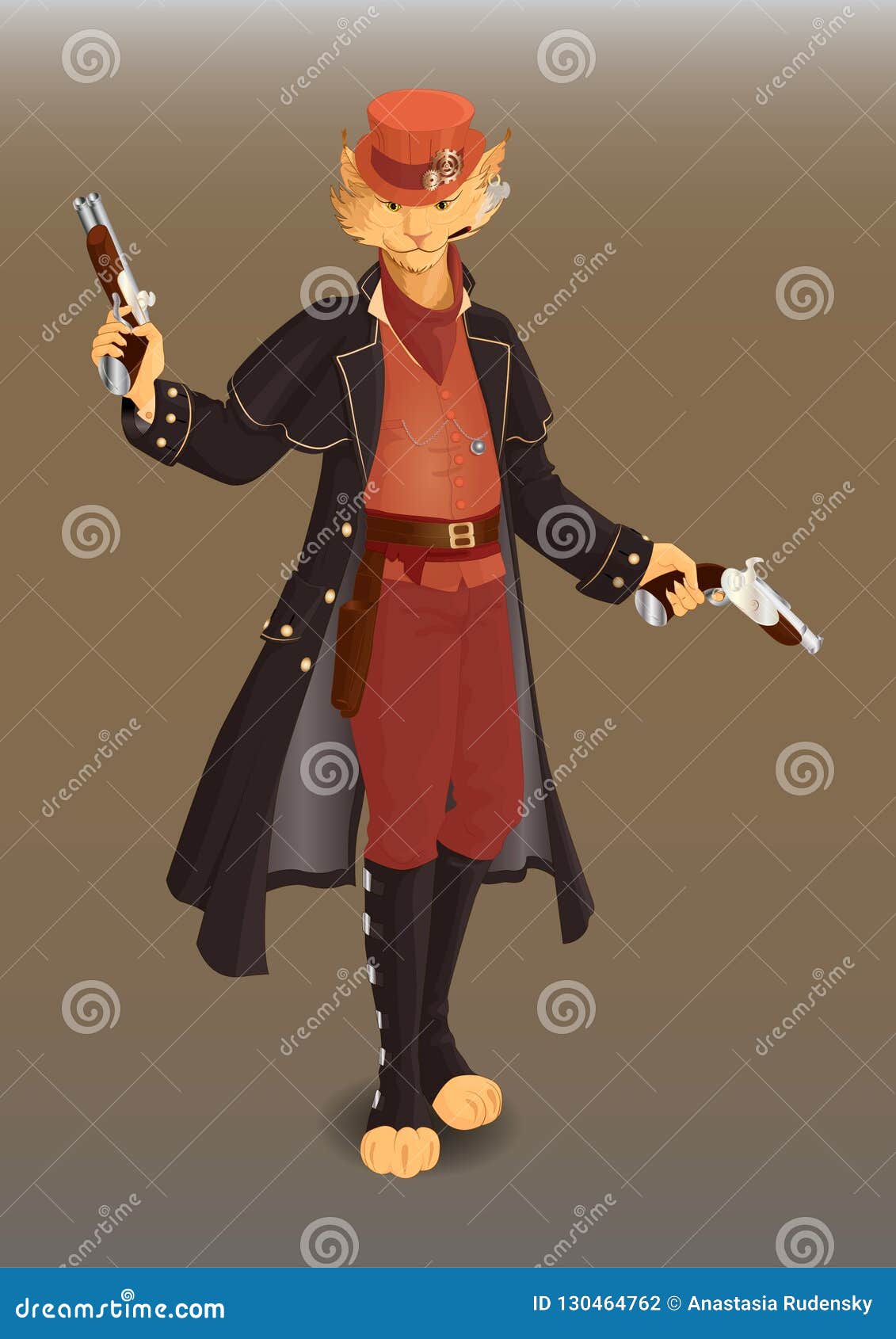 Robber With A Smoking Gun Vector Illustration | CartoonDealer.com #80244812