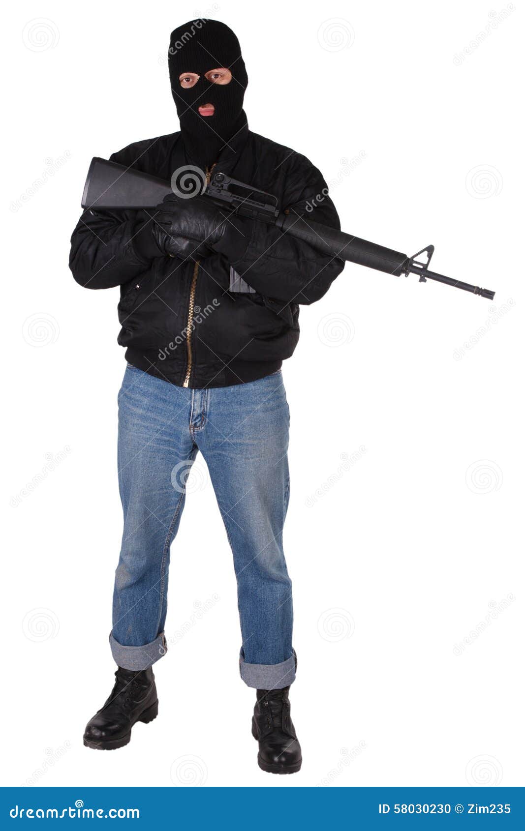 Robber with M16 rifle stock photo. Image of criminal - 58030230