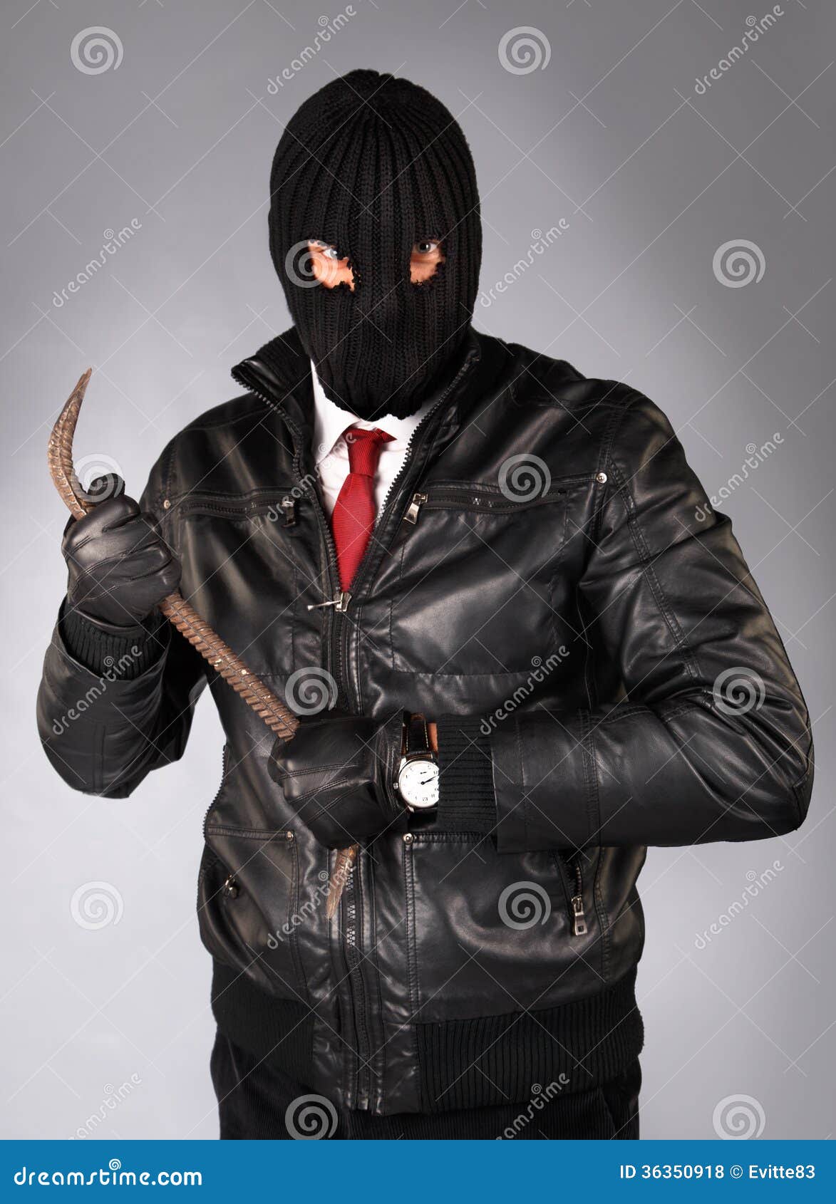 Robber in a Mask with a Crowbar Stock Photo - Image of identity ...