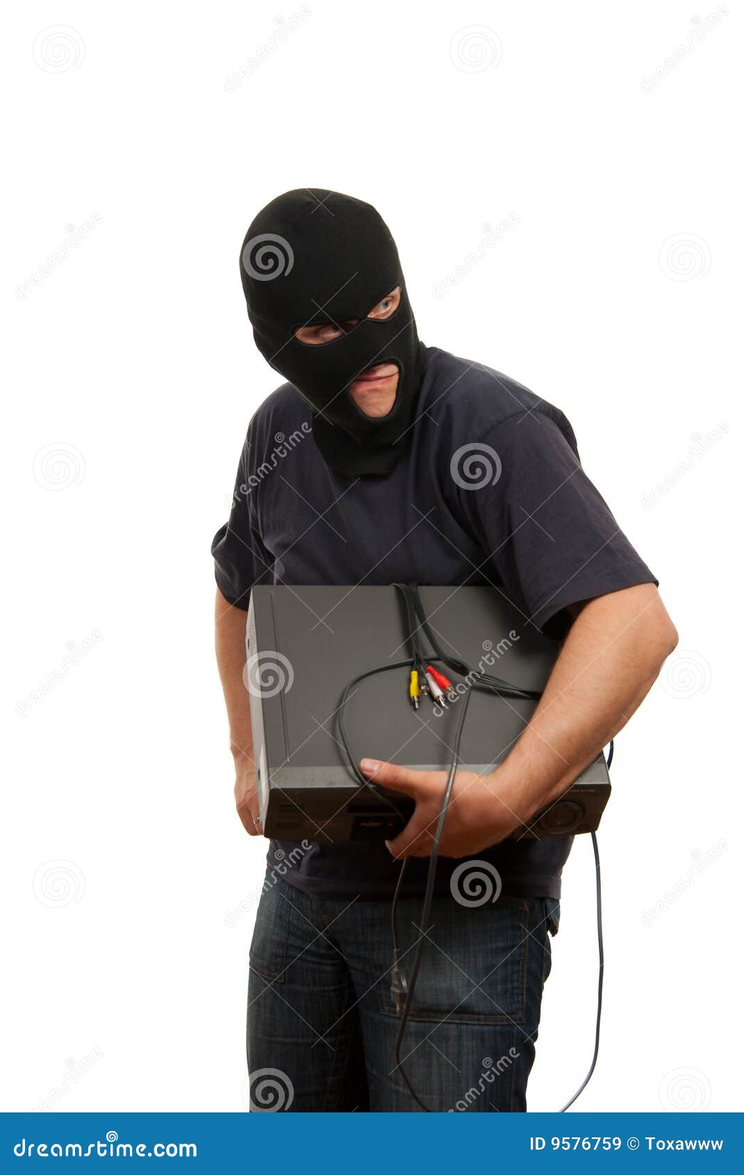 Robber in a Mask with Device in Hands Stock Image - Image of burglary ...