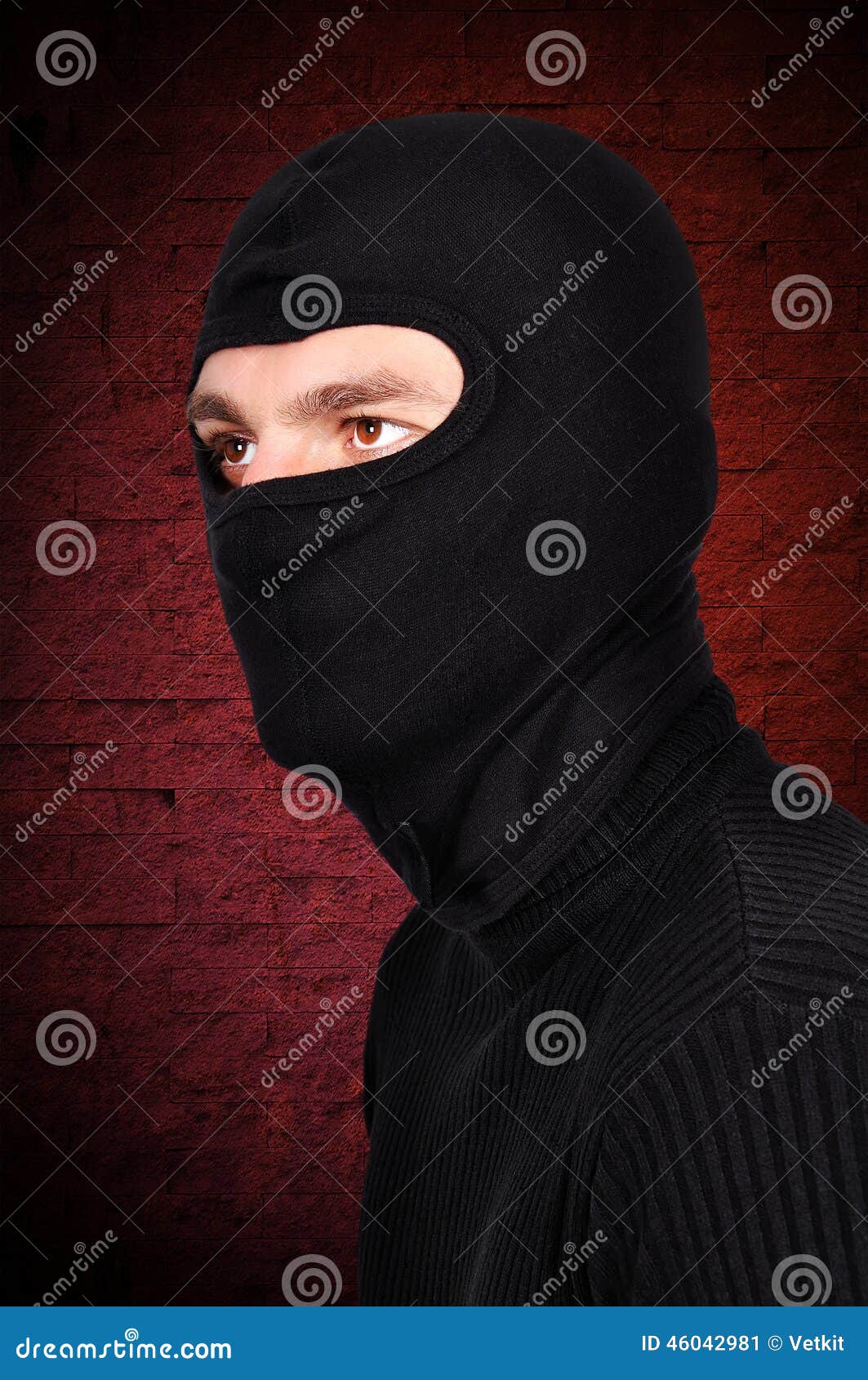 Robber in mask stock image. Image of power, hand, defense - 46042981