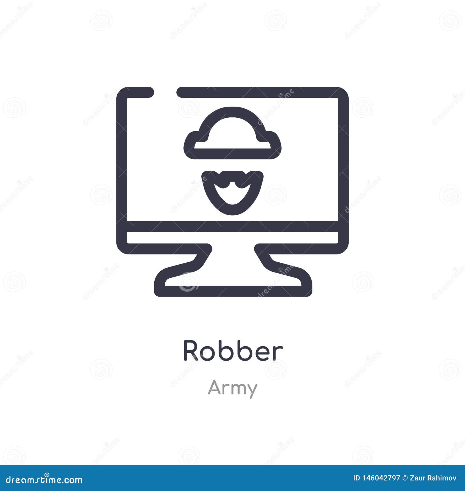 Robber Outline Icon. Isolated Line Vector Illustration from Army ...