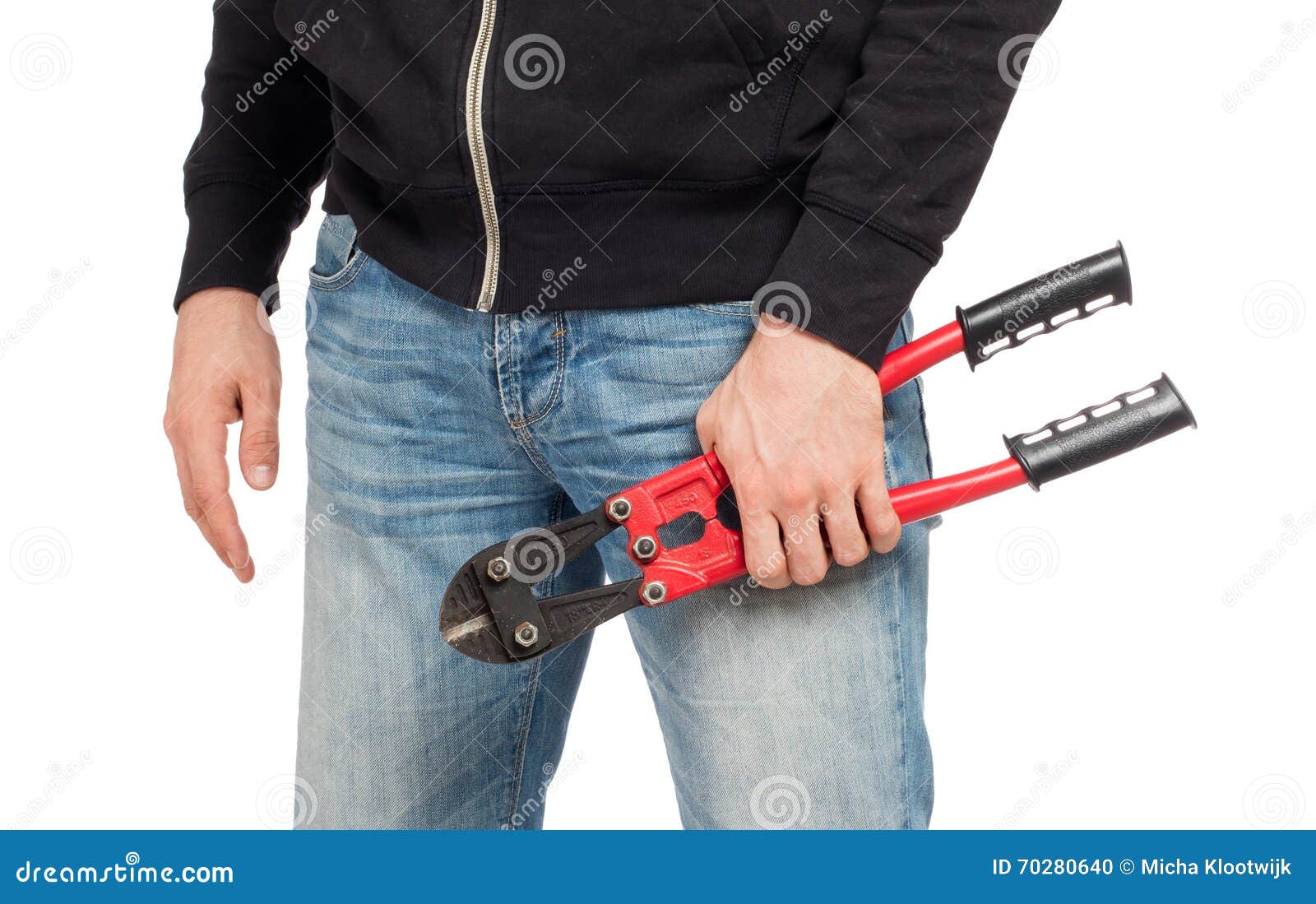 Robber with Red Bolt Cutters Stock Photo - Image of long, enormous ...