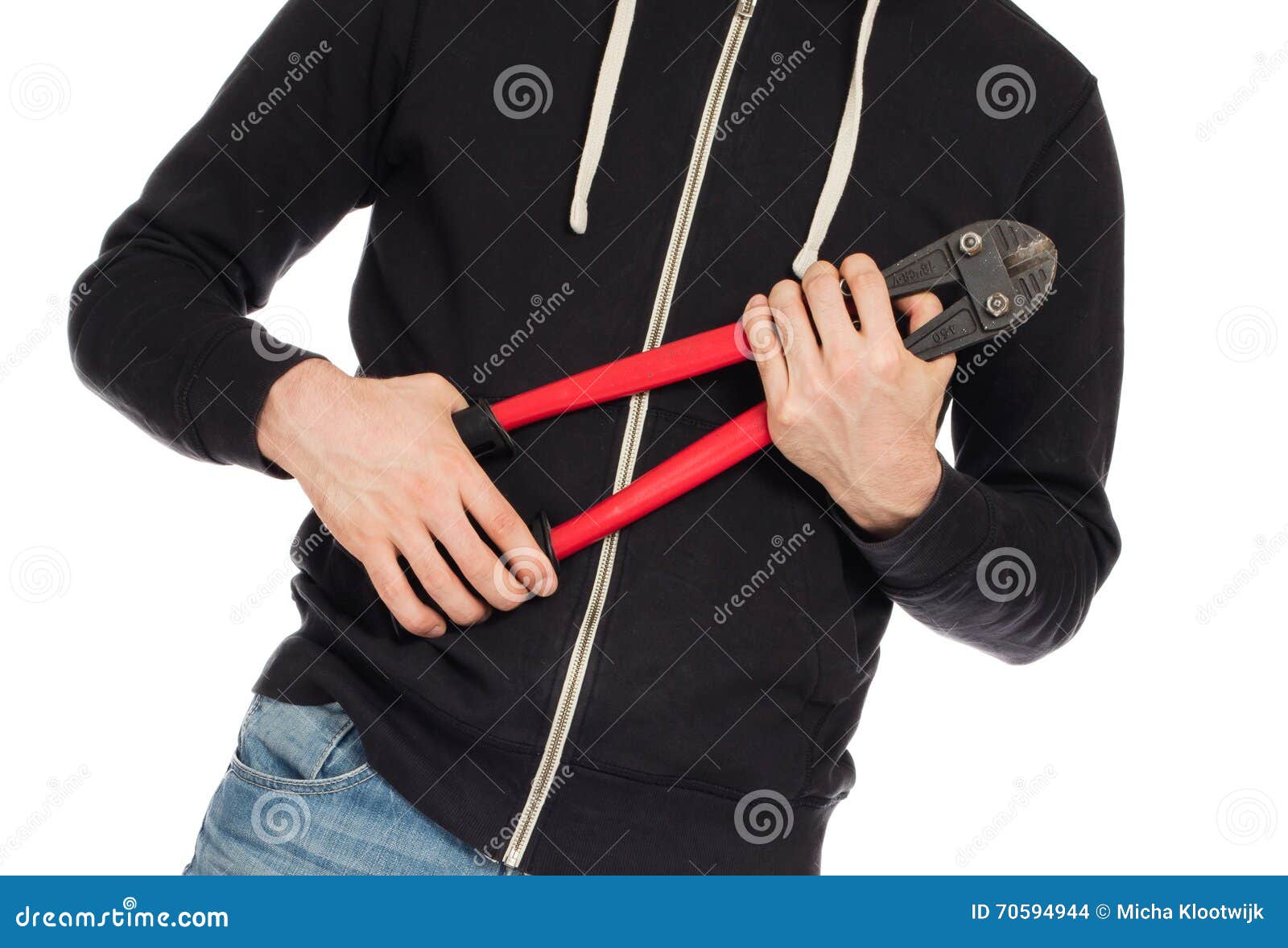 Robber with Red Bolt Cutters Stock Photo - Image of scary, shears: 70594944