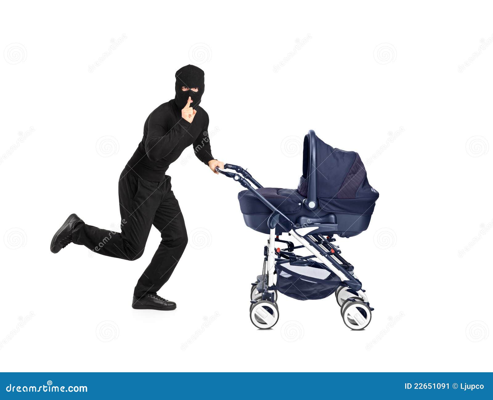 Robber Running And Pushing A Baby Stroller Stock Image - Image: 22651091