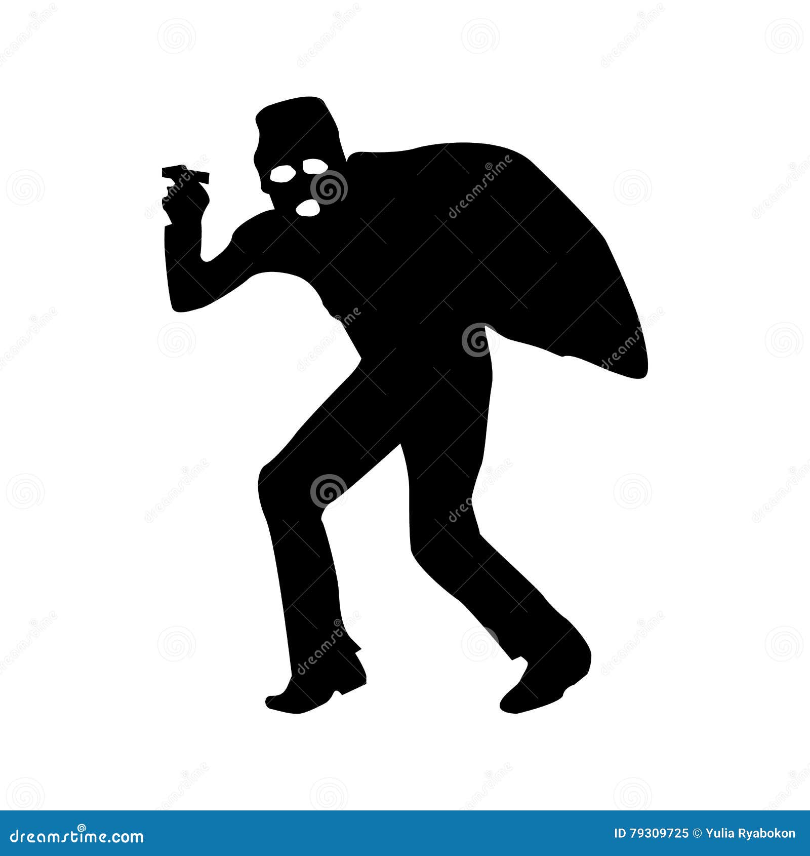 Robber Silhouette Black Cartoon Vector | CartoonDealer.com #79309725
