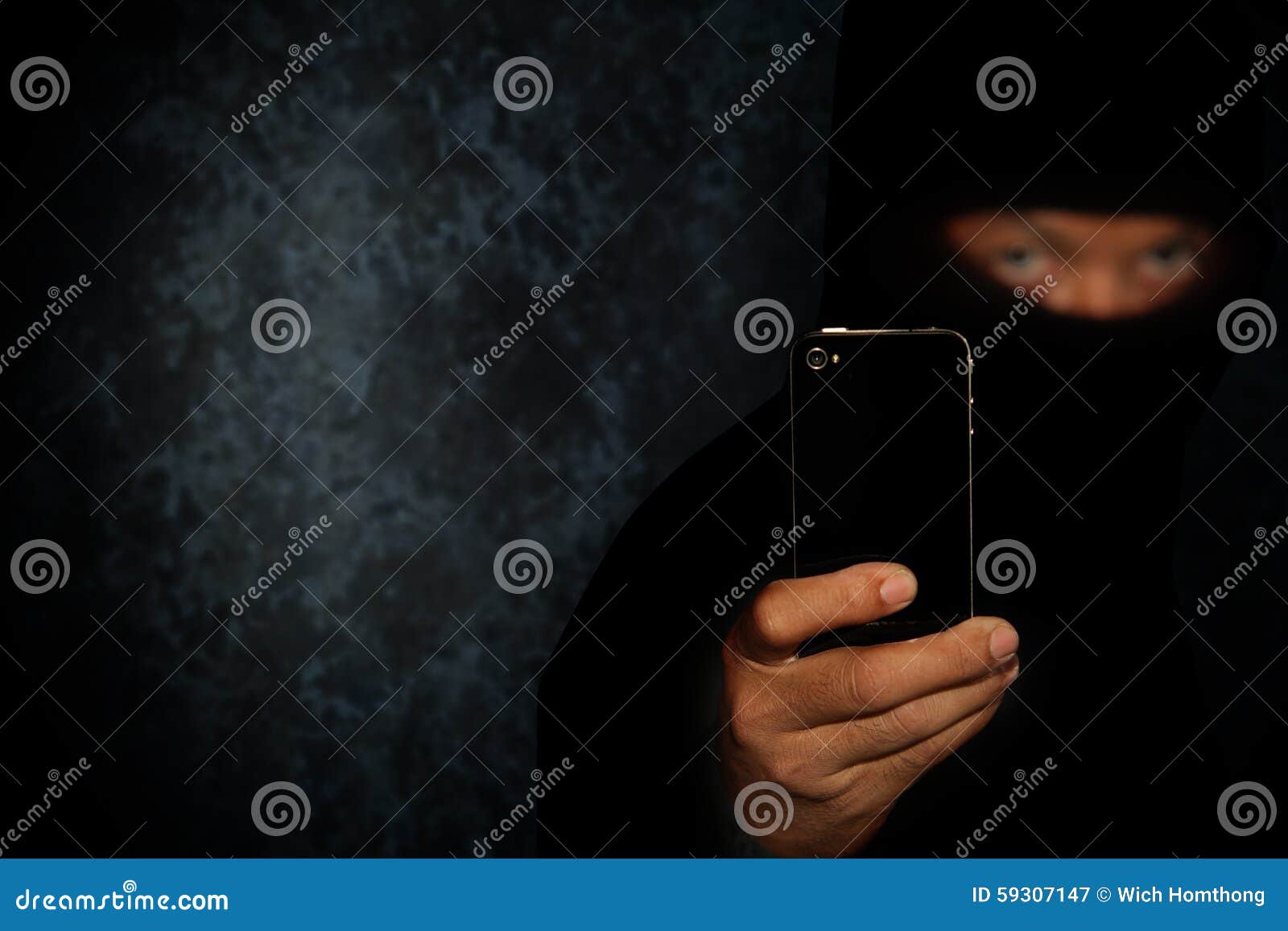 Robber with smartphone stock image. Image of journalism - 59307147