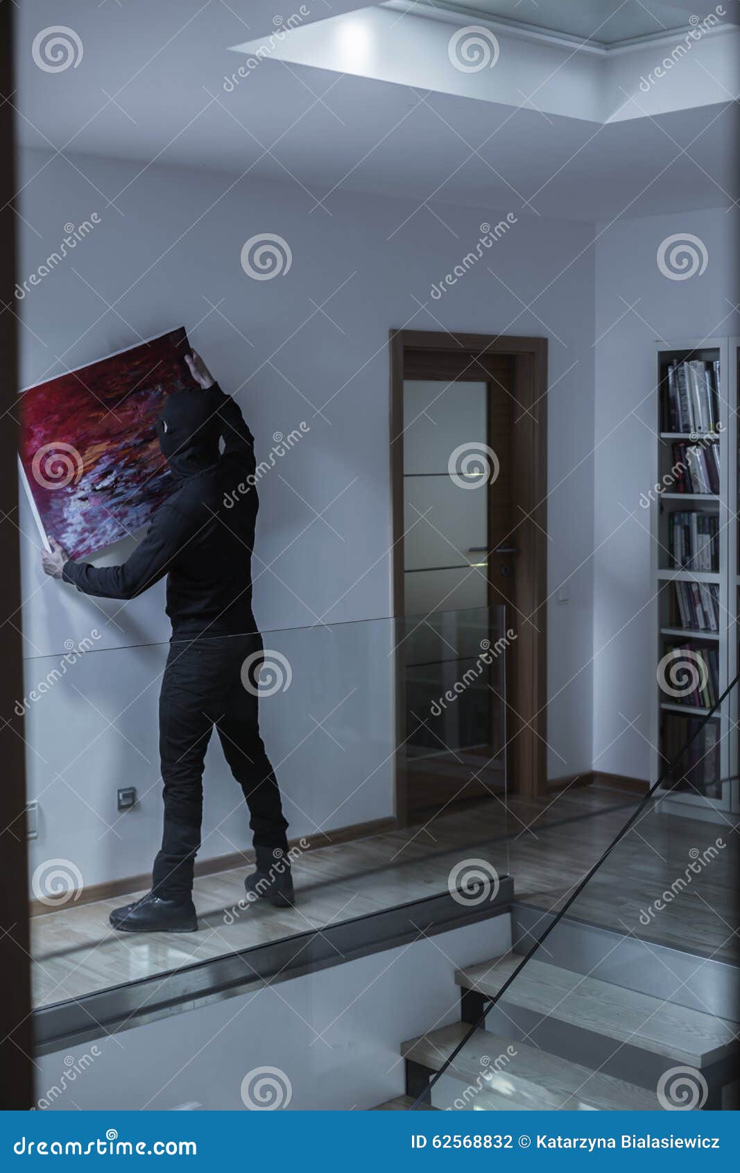 Robber Stealing Invaluable Piece of Art Stock Photo - Image of interior ...